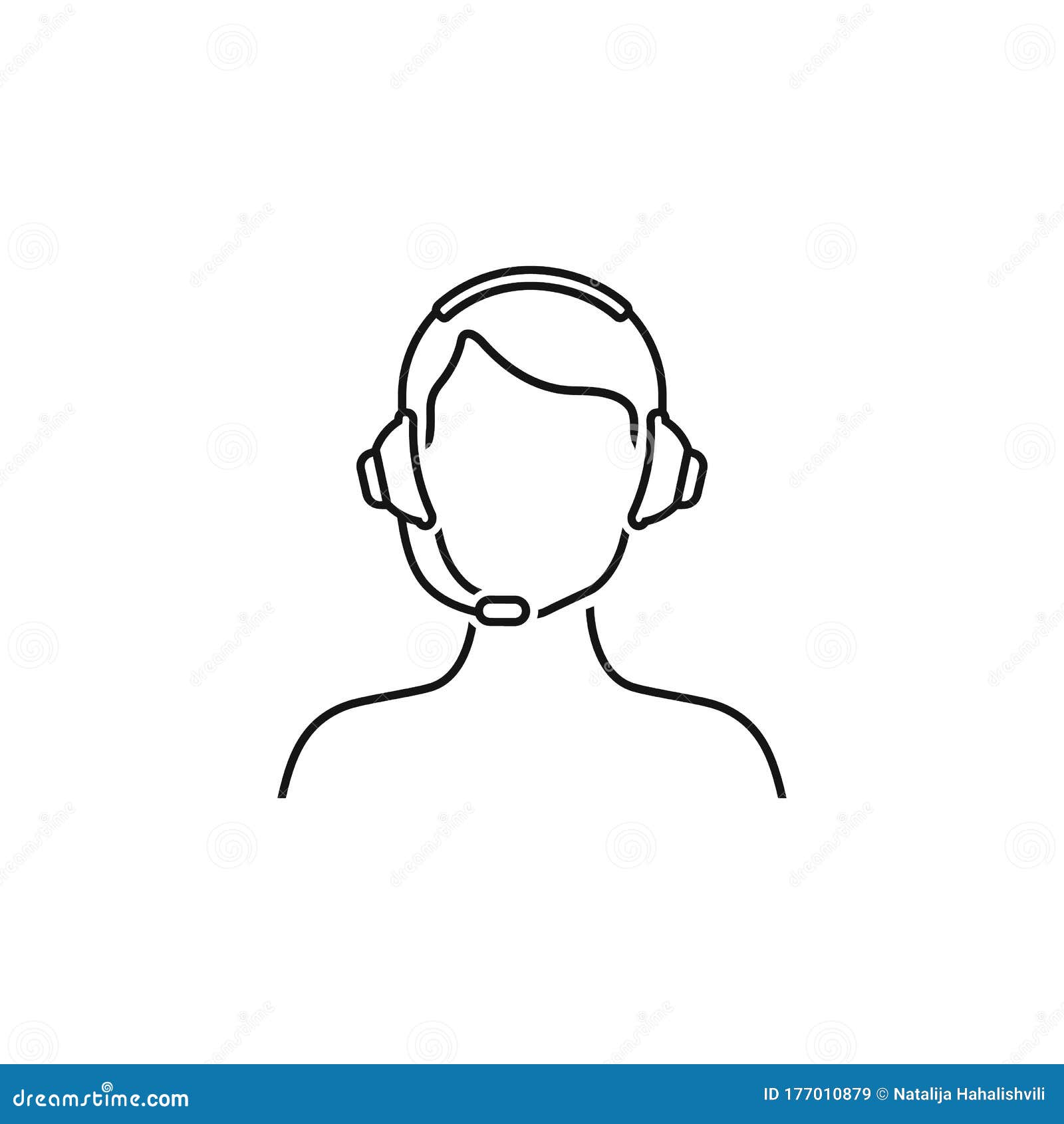 Operator Headset Vector Line Icon in Flat Style Stock Vector ...