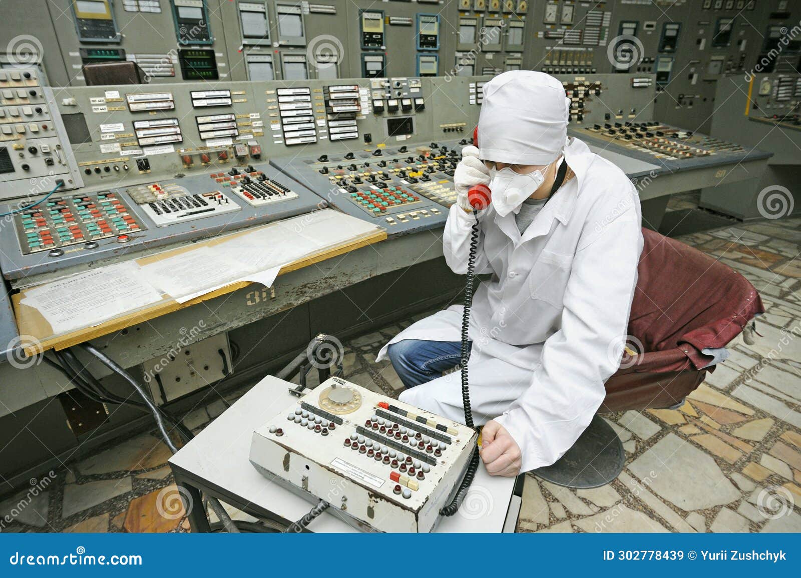 Operator Holding a Receiver Calling on the Phone. Control Operations ...
