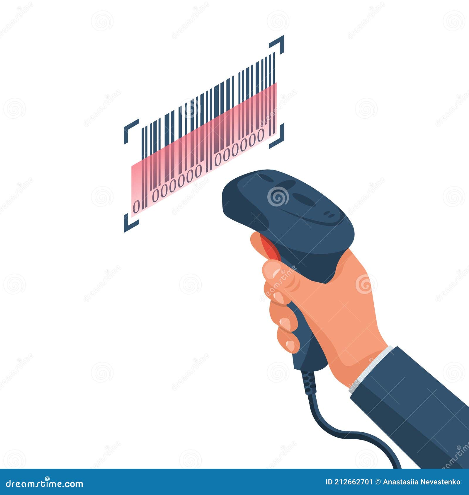 The Operator Holds a Barcode Scanner Hand Vector Isometric Stock Vector ...