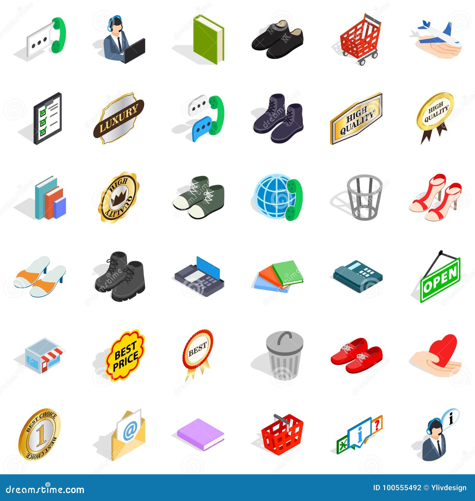 Operator Icons Set, Isometric Style Stock Vector - Illustration of ...