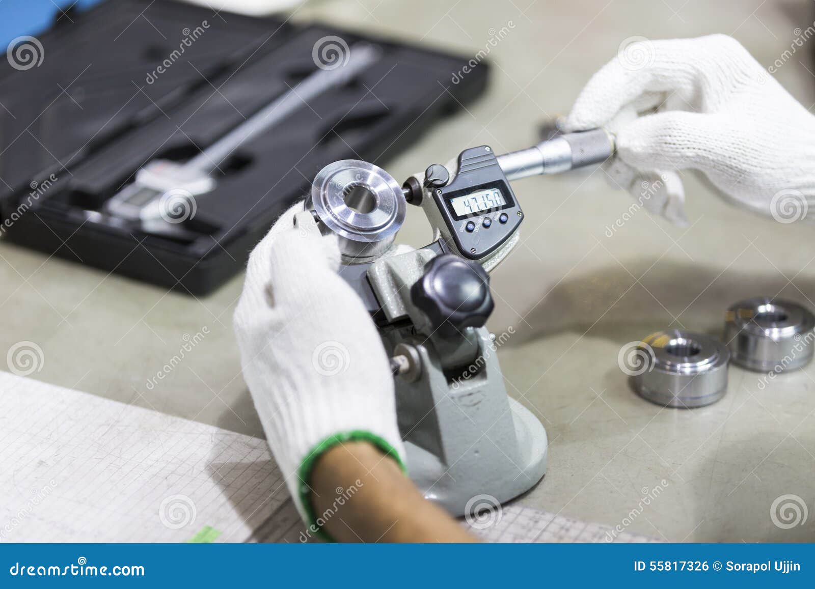 Operator Inspection Automotive Part by Micrometer Stock Photo - Image ...