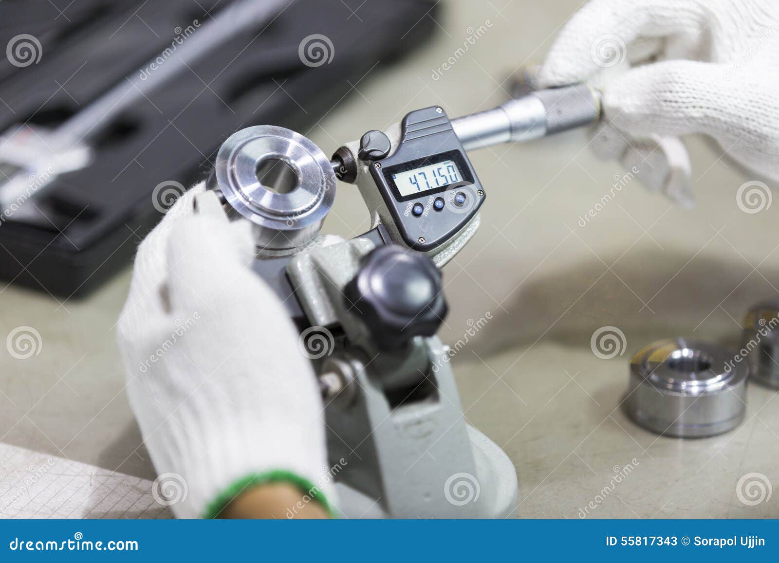 Operator Inspection Automotive Part by Micrometer Stock Image - Image ...