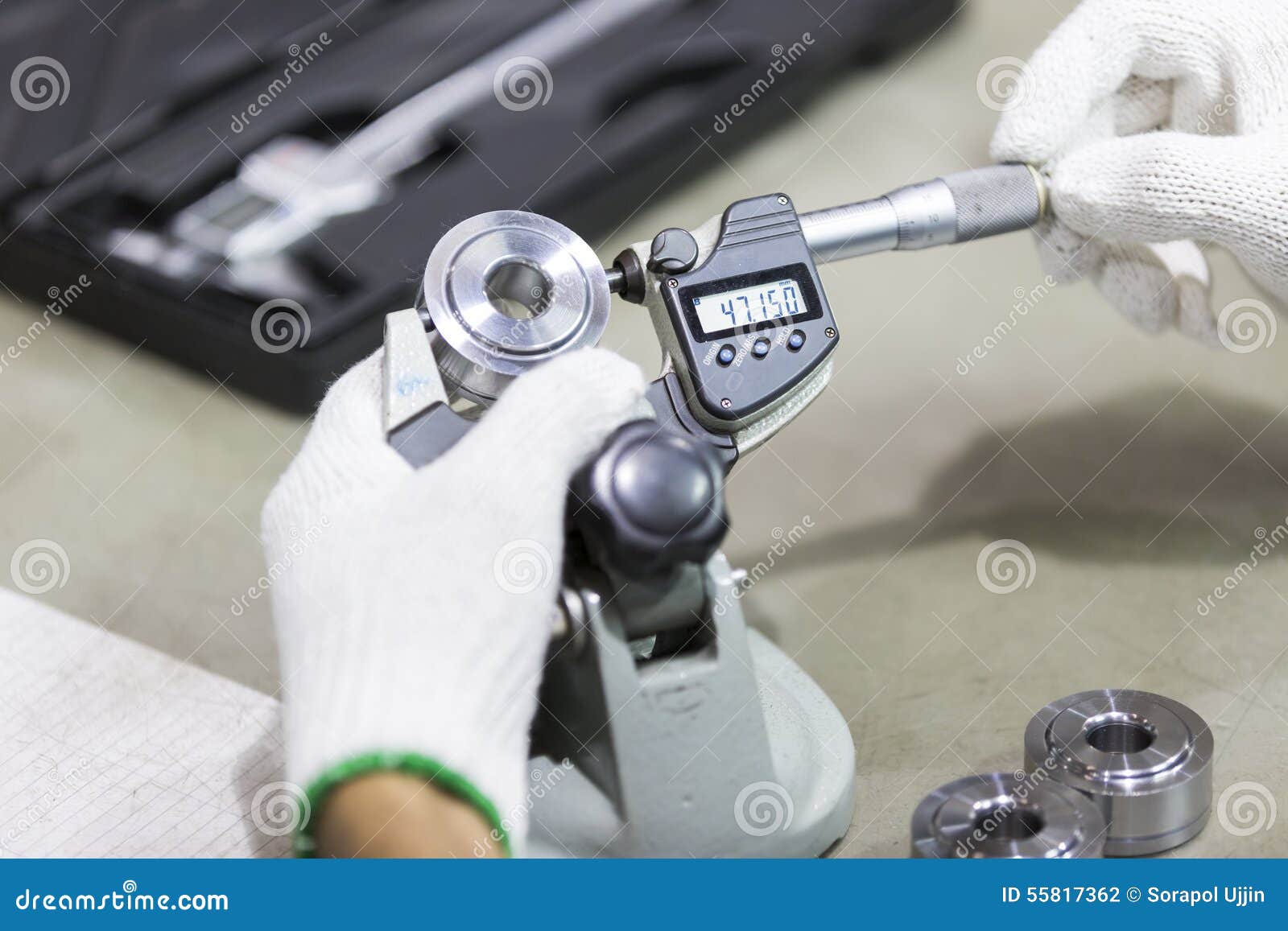 Operator Inspection Automotive Part by Micrometer Stock Photo - Image ...