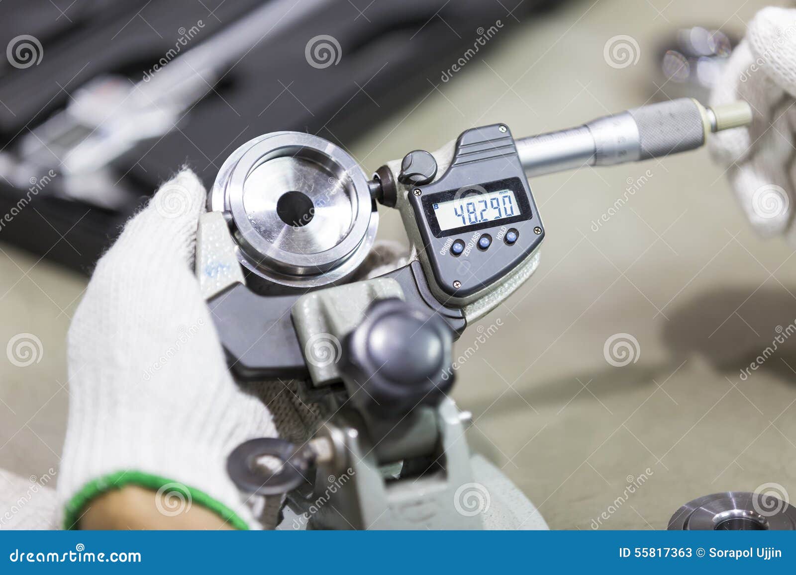 Operator Inspection Automotive Part by Micrometer Stock Image - Image ...