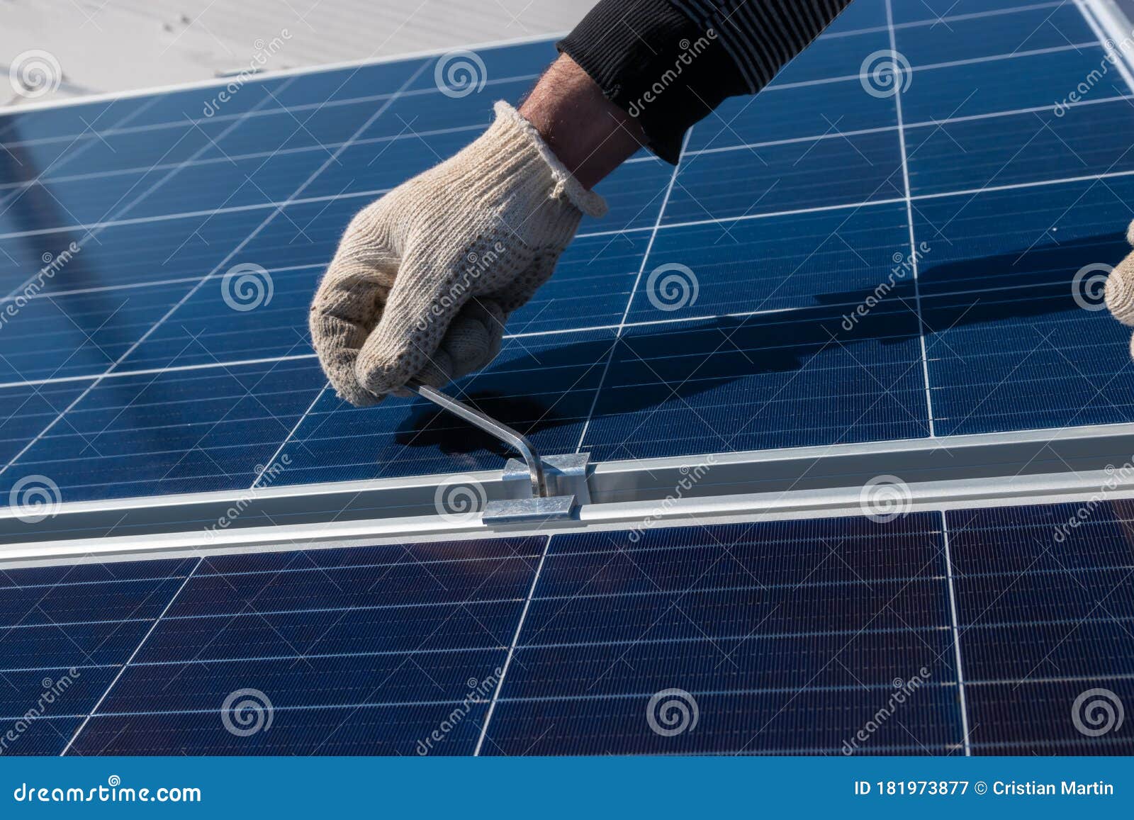 Operator Installing Solar Equipment in Residence Stock Image - Image of ...