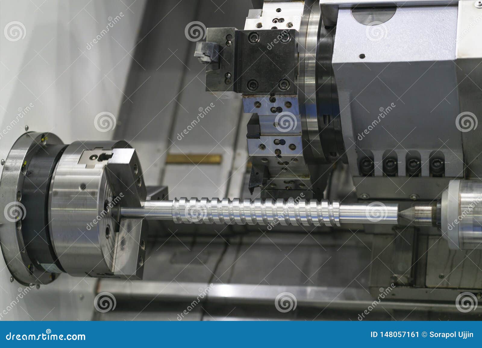 Operator Machining Automotive Part by Cnc Turning Machine Stock Image ...