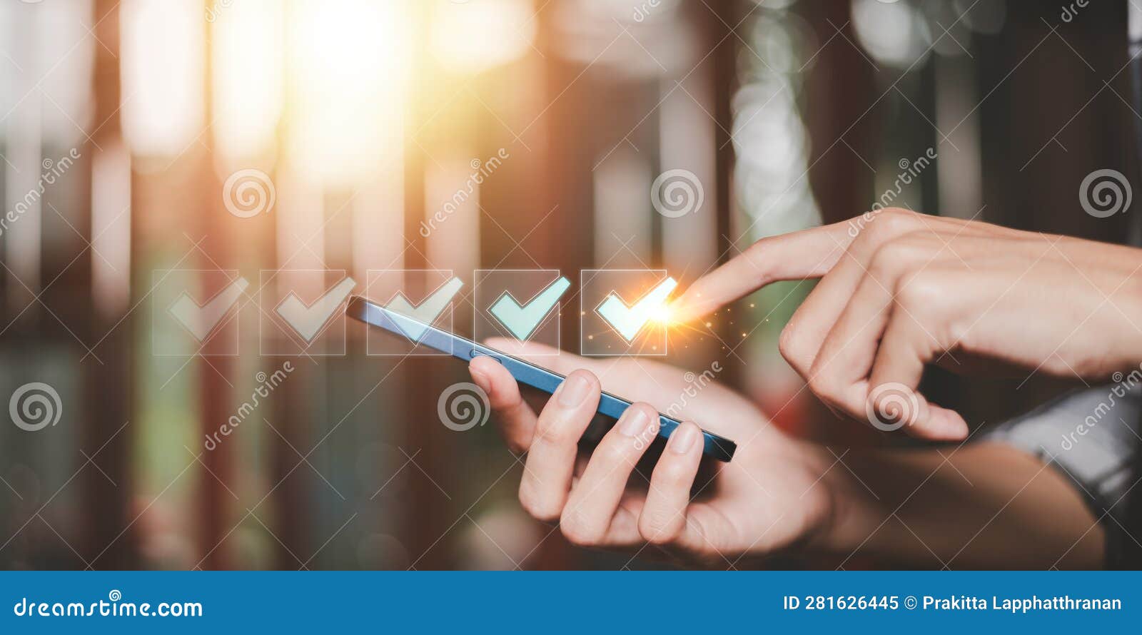 Operator Makes Mark On The Survey Topic ,Checklist With Checkmarks And ...