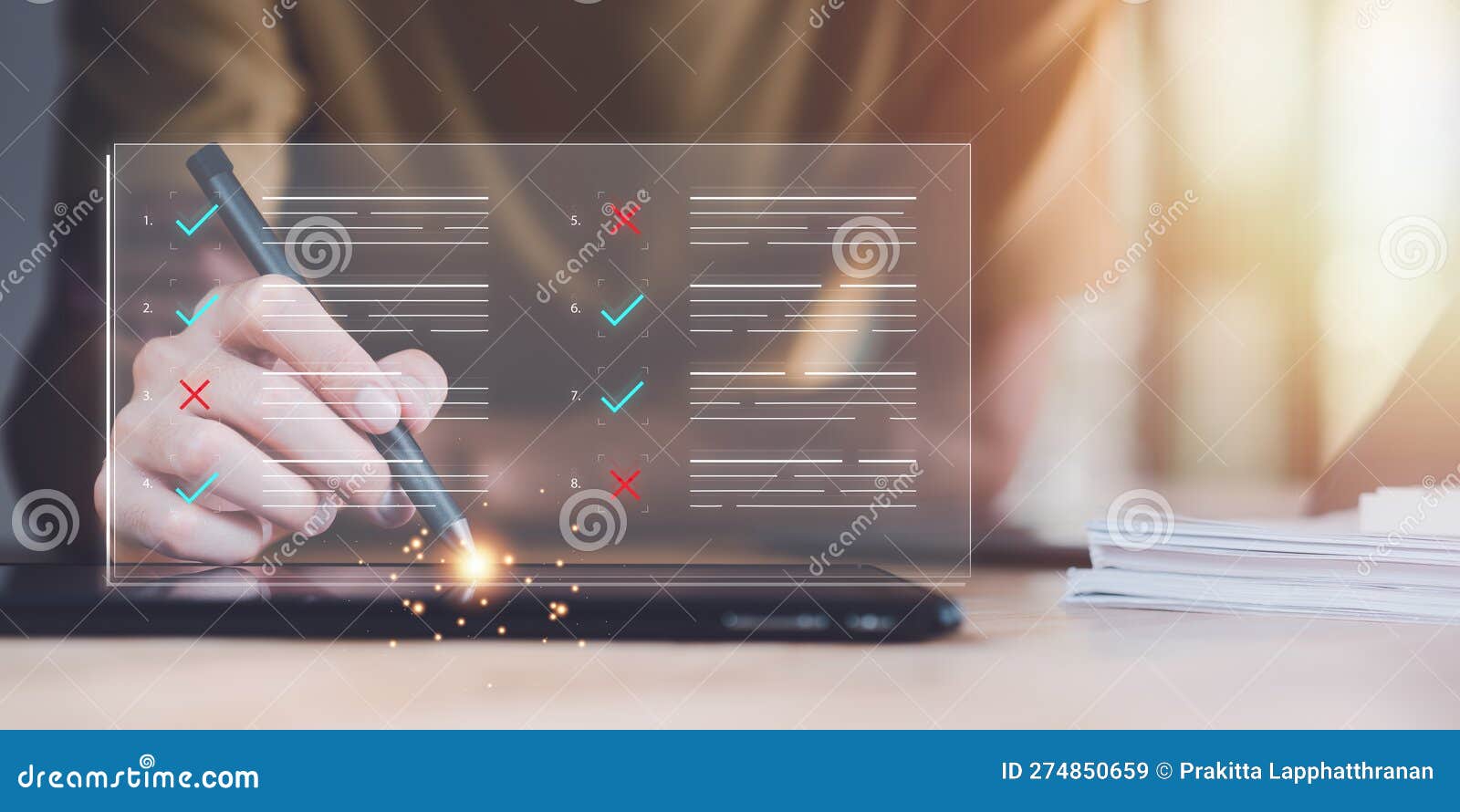 Operator Makes Mark on the Survey Topic ,Checklist with Checkmarks and ...