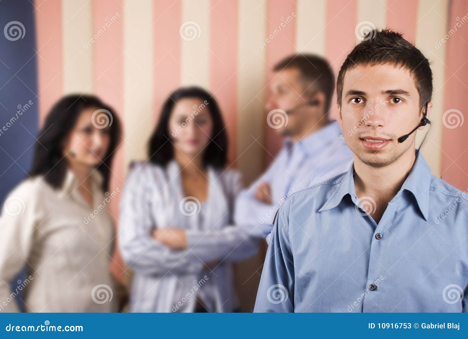 Operator Man with Business Team Stock Image - Image of communication ...