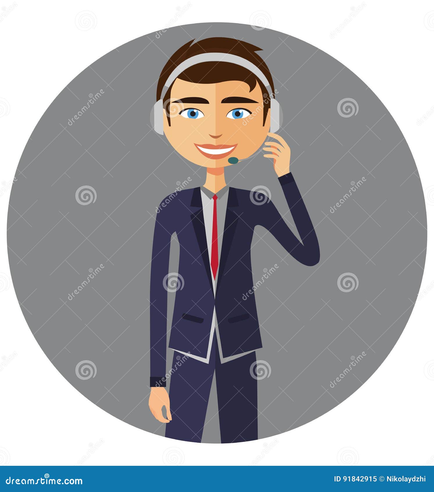 An Operator Man with Headset Customer Service Helpdesk Service. Stock ...