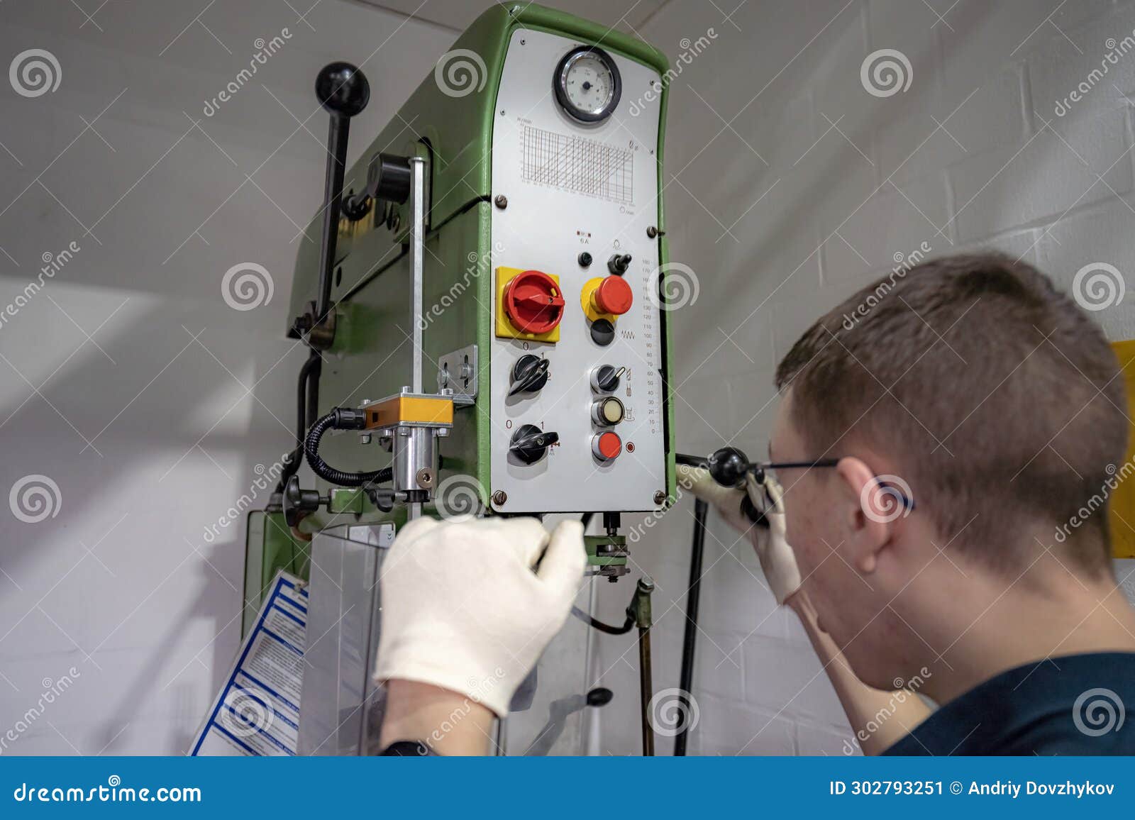 The Operator of a Mechanically Controlled Drilling Machine Switches ...