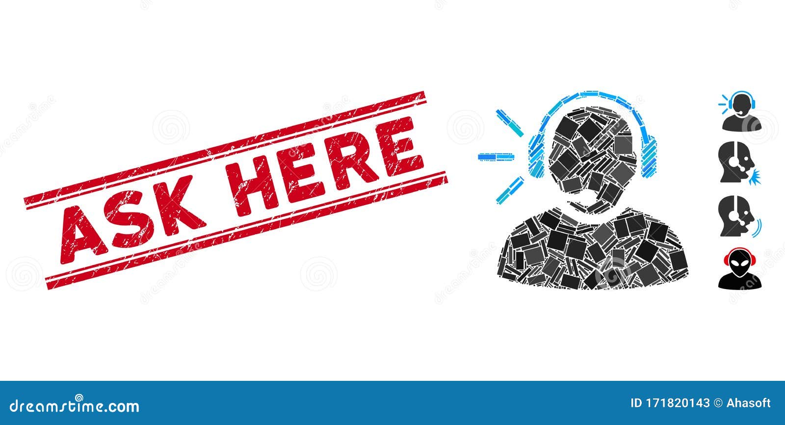 Operator Message Mosaic and Scratched Ask Here Watermark with Lines ...