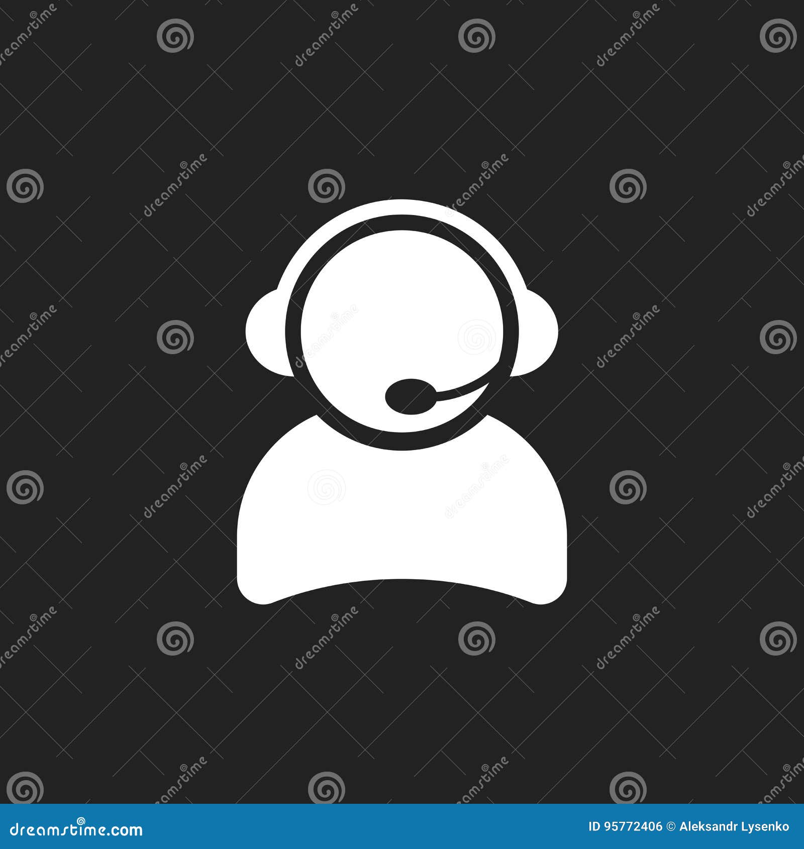 Operator with Microphone Vector Icon. Operator in Call Center ...