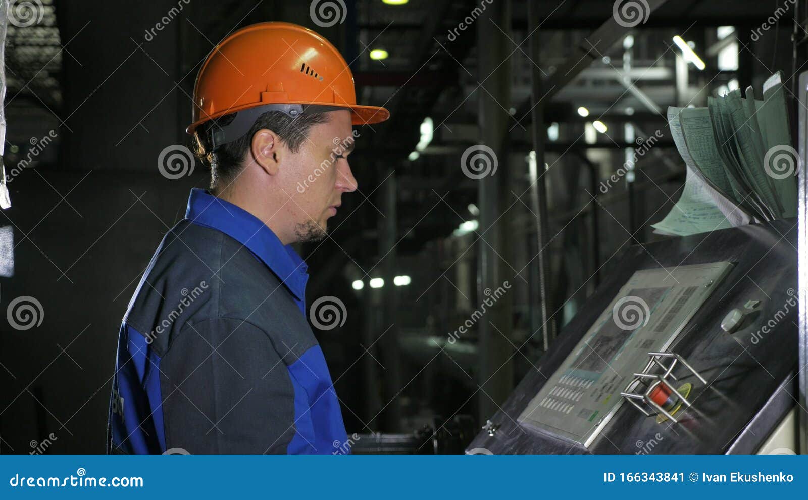 Operator Monitors Control Panel of Production Line. Manufacture of ...