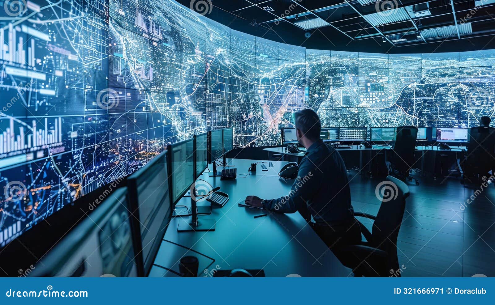An Operator Monitors Extensive Network Activity On Large Screens ... An Operator Monitors Extensive Network Activity On Large Screens ...