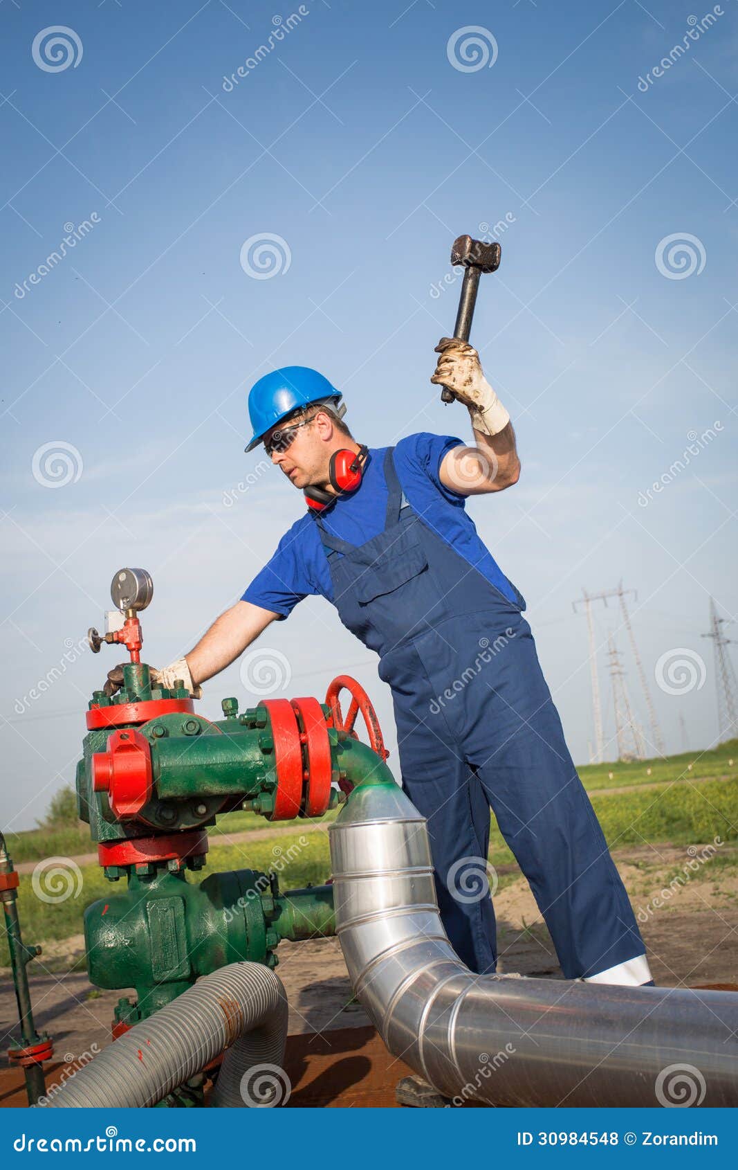 Operator in the Oil and Gas Field Stock Photo - Image of tool, pump ...