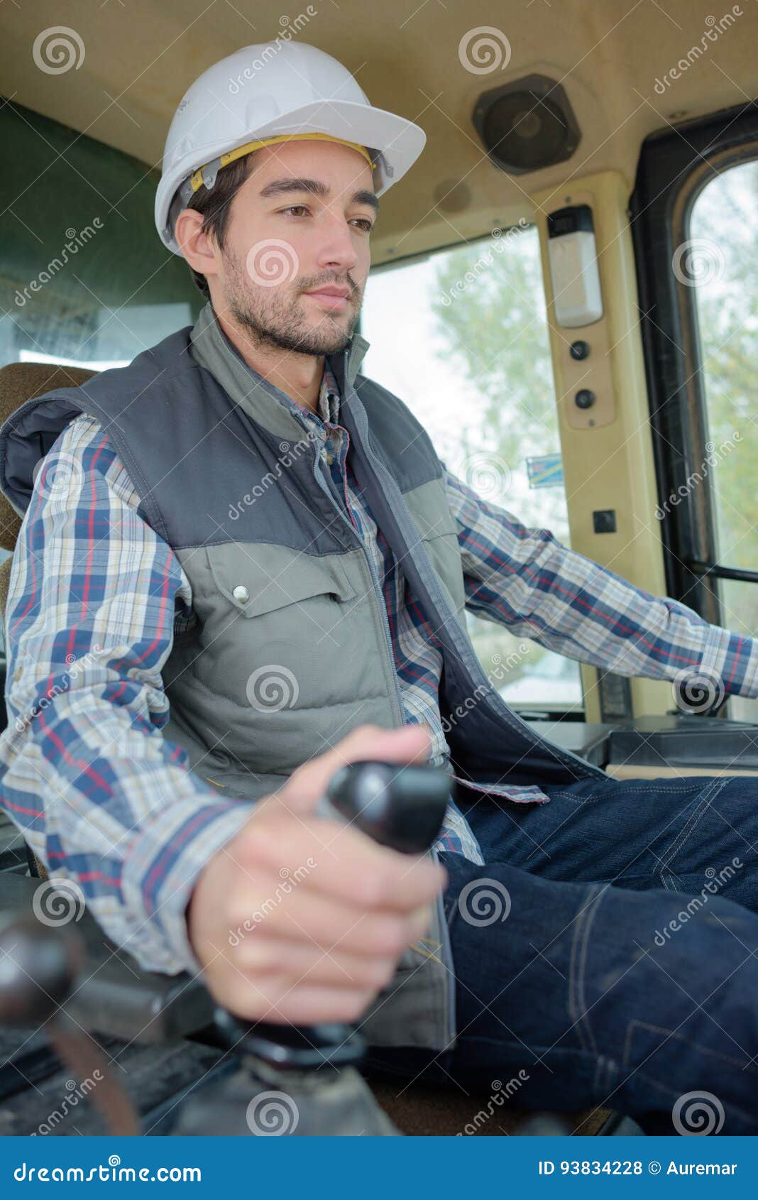 Operator Operate Crane from Crane Driver Cockpit Stock Photo - Image of ...
