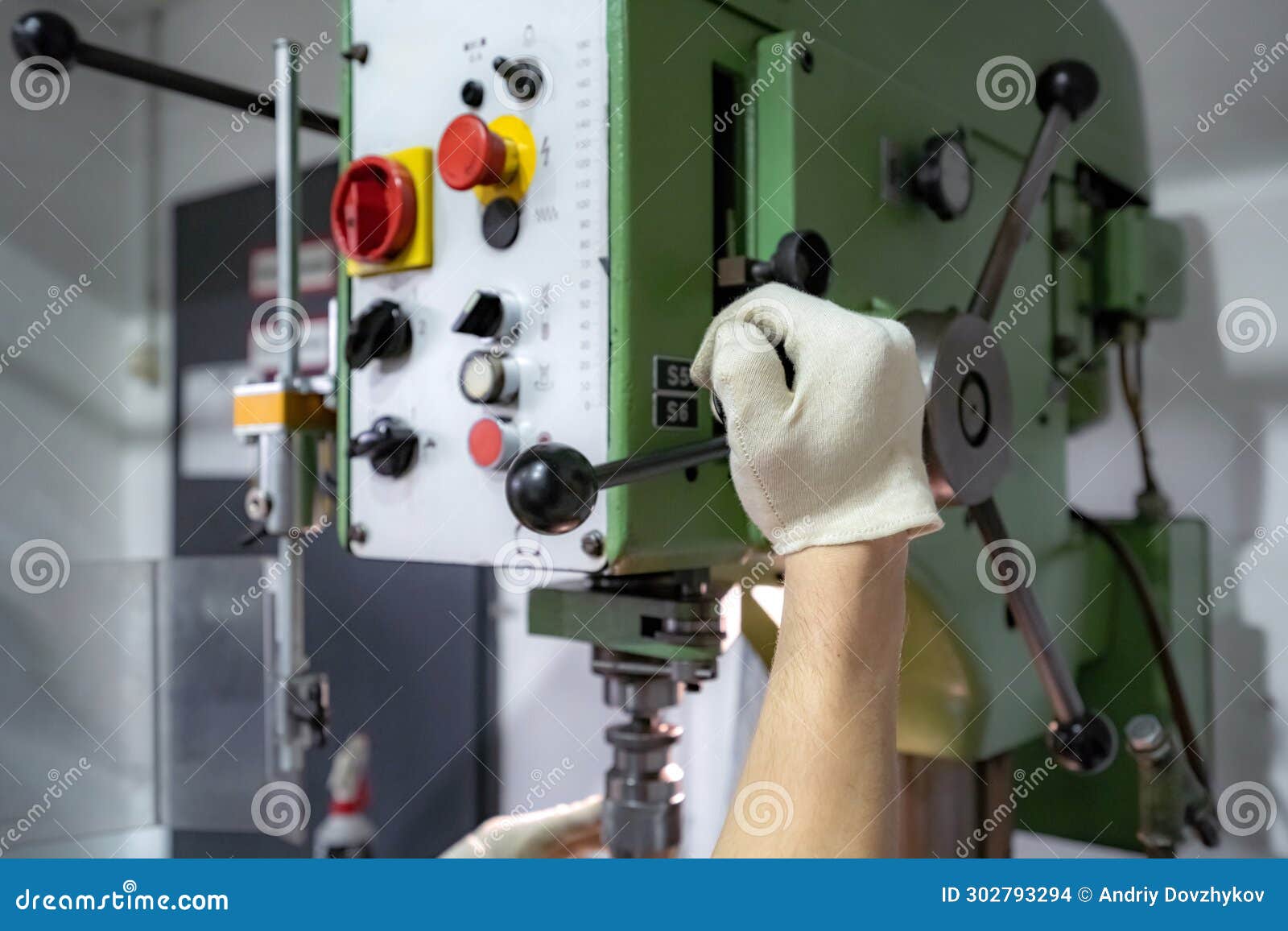 The Operator Operates a Mechanically Controlled Drilling Machine Stock ...