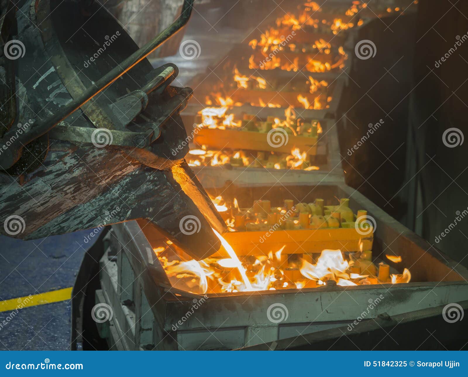Operator Pouring Moltem Metal in Mold Stock Image - Image of heavy ...