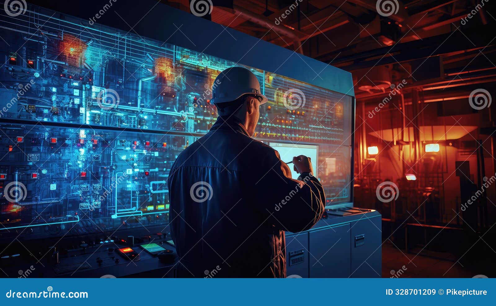 Operator Power Plant Workers Stock Illustration - Illustration of ...