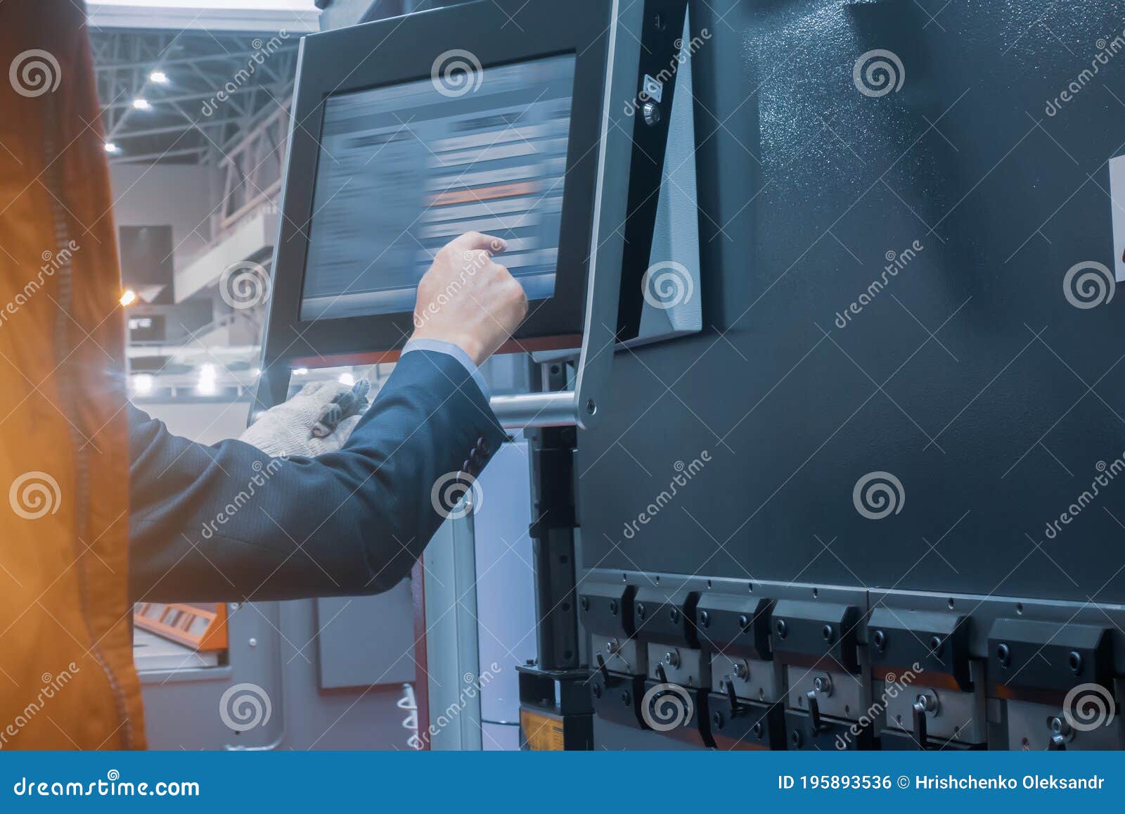 The Operator Presses Buttons on the Terminal for Industrial Sheet Metal ...