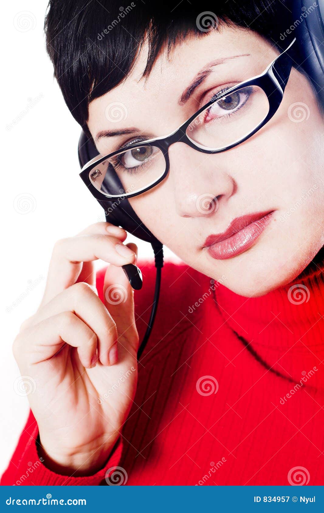 Operator in red stock image. Image of corporate, customer - 834957