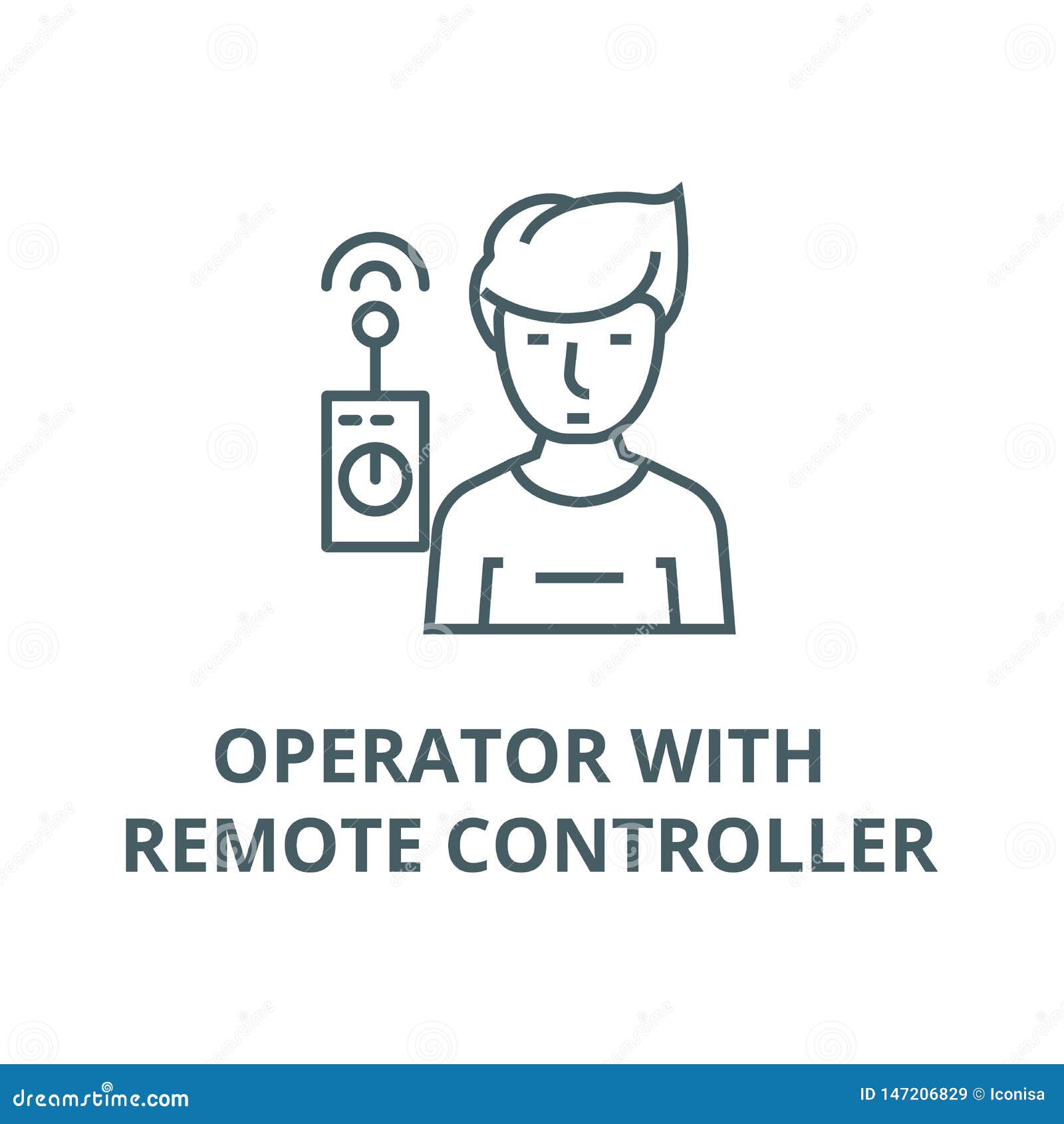 Operator with Remote Controller Vector Line Icon, Linear Concept ...