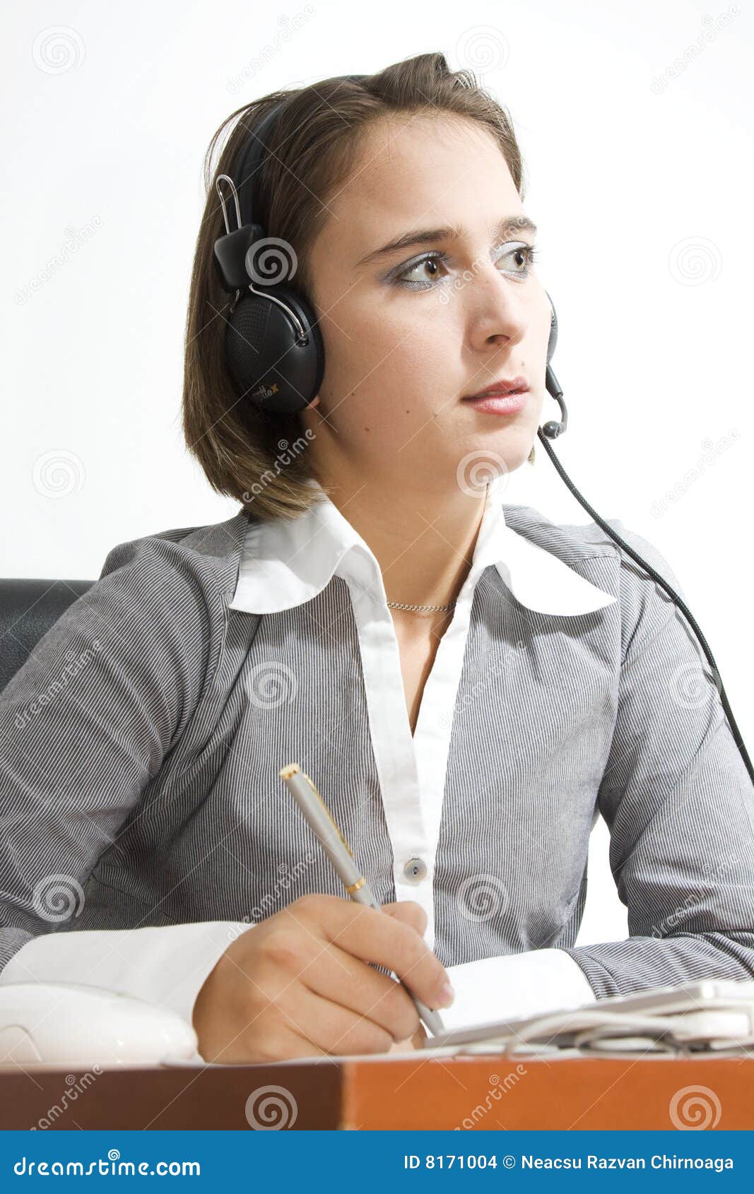 Operator/secretary at the Office Stock Photo - Image of headphones ...
