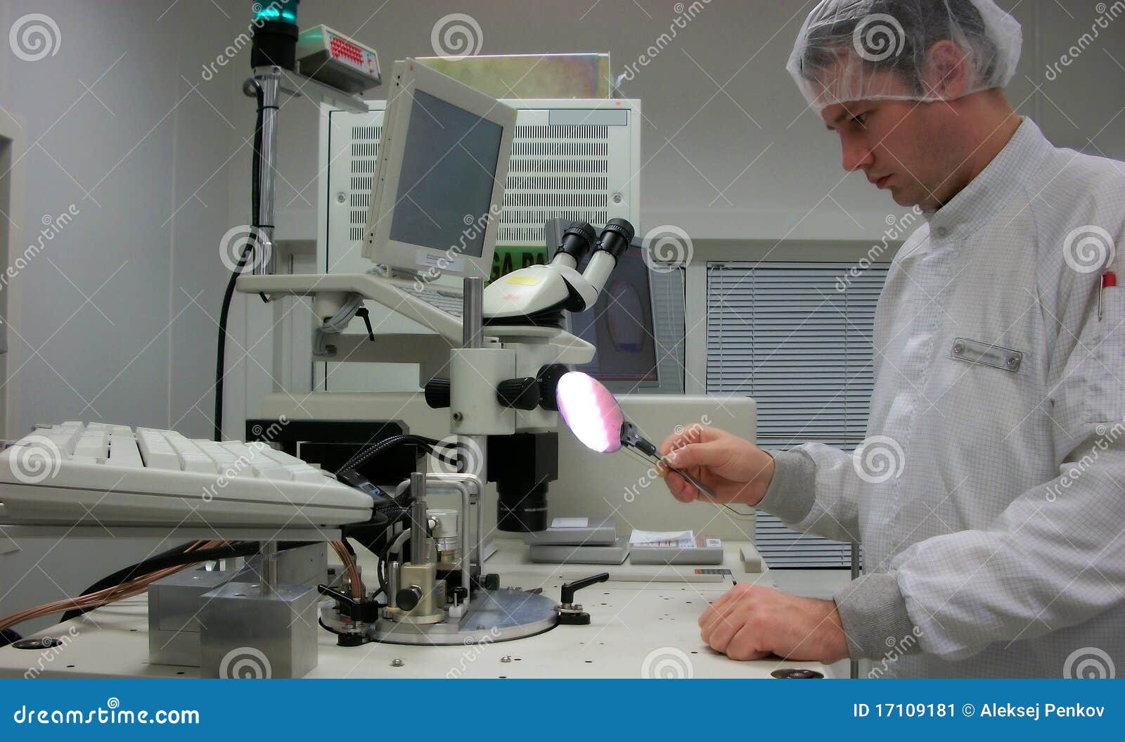 The Operator with the Silicon Wafer Stock Image - Image of factory ...