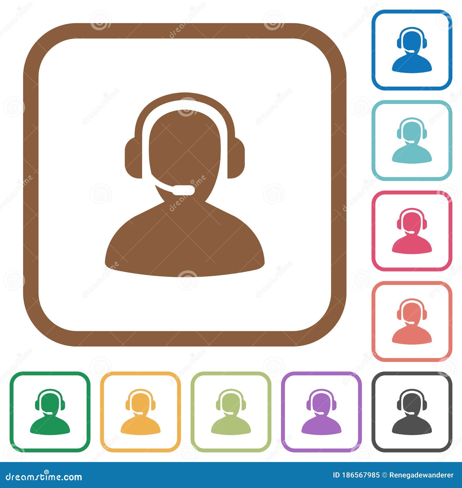 Operator simple icons stock vector. Illustration of headphone - 186567985