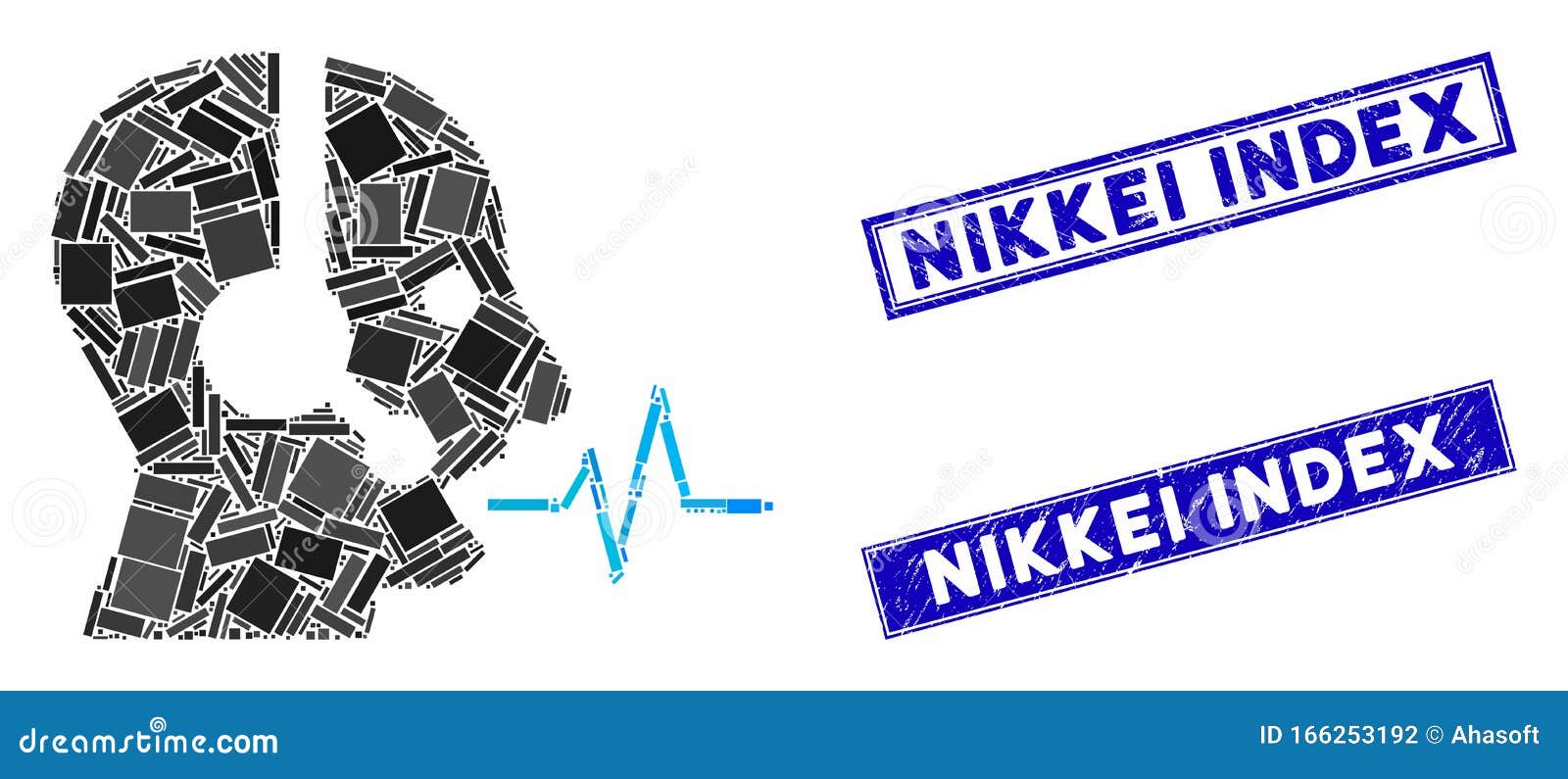 Operator Speech Mosaic and Scratched Rectangle Nikkei Index Stamp Seals ...