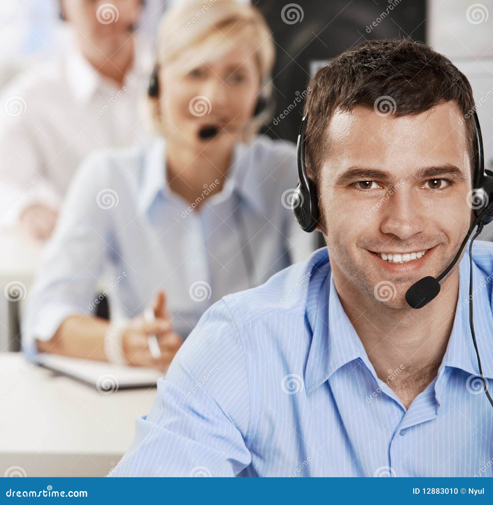 Operator Talking on Headset Stock Photo - Image of aged, desktop: 12883010