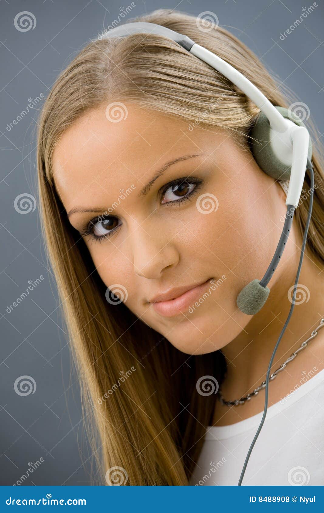 Operator Talking on Headset Stock Photo - Image of american, background ...