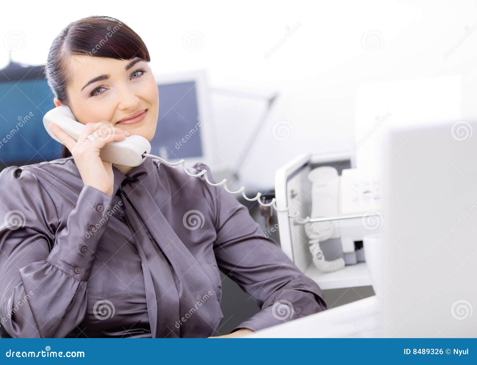 Operator talking on phone stock photo. Image of caucasian - 8489326