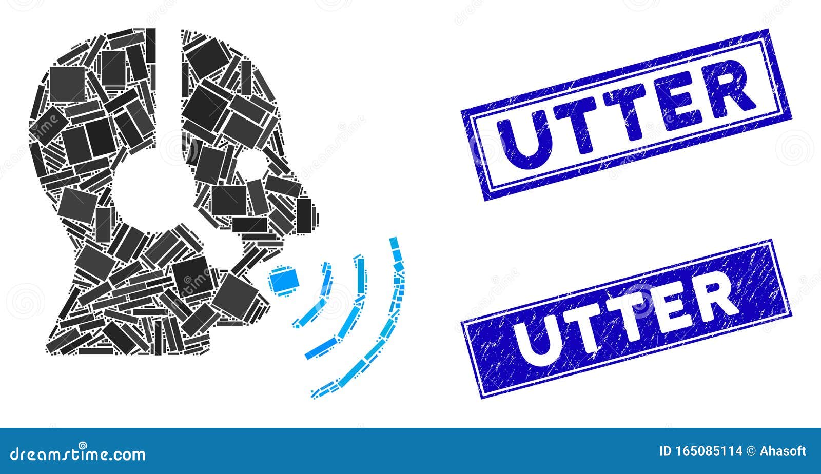 Operator Talking Sound Waves Mosaic And Grunge Rectangle Utter Stamps ...