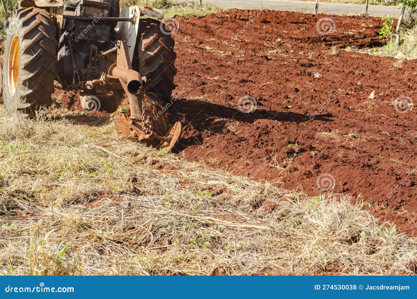 Back of Tractor Plowing Land for Farm Stock Photo - Image of harrow ...