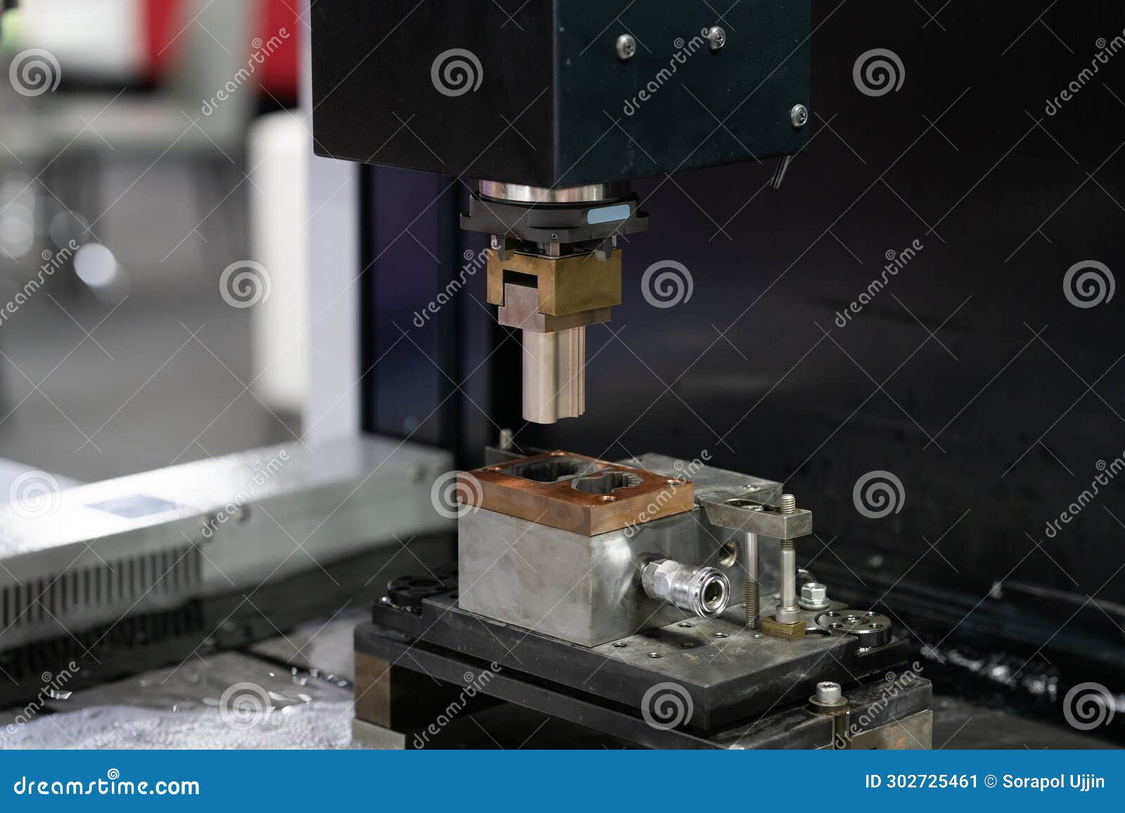 Operator Use Copper EDM Electrod To Make Precision Mold and Die Making ...