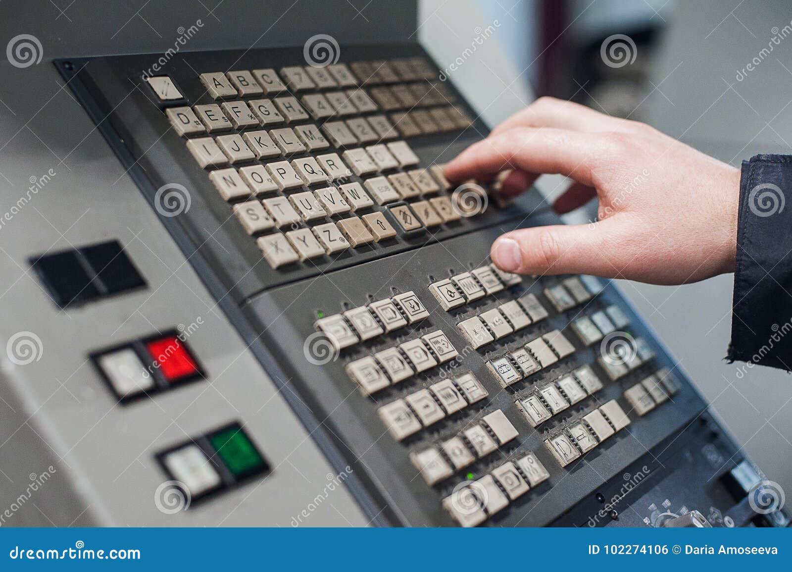 Operator Use Hand Turns Dial Switch Control at Panel for Adjust ... Operator Use Hand Turns Dial Switch Control at Panel for Adjust ...