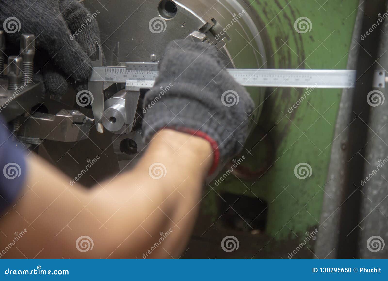 The Operator Use the Vernier Caliper. Stock Photo - Image of machine ...