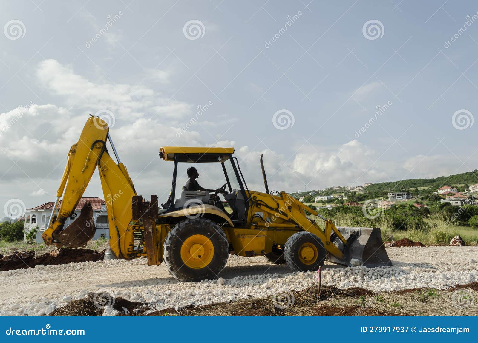 Working on a New Road with a Backhoe Stock Image - Image of bolts, dirt ...