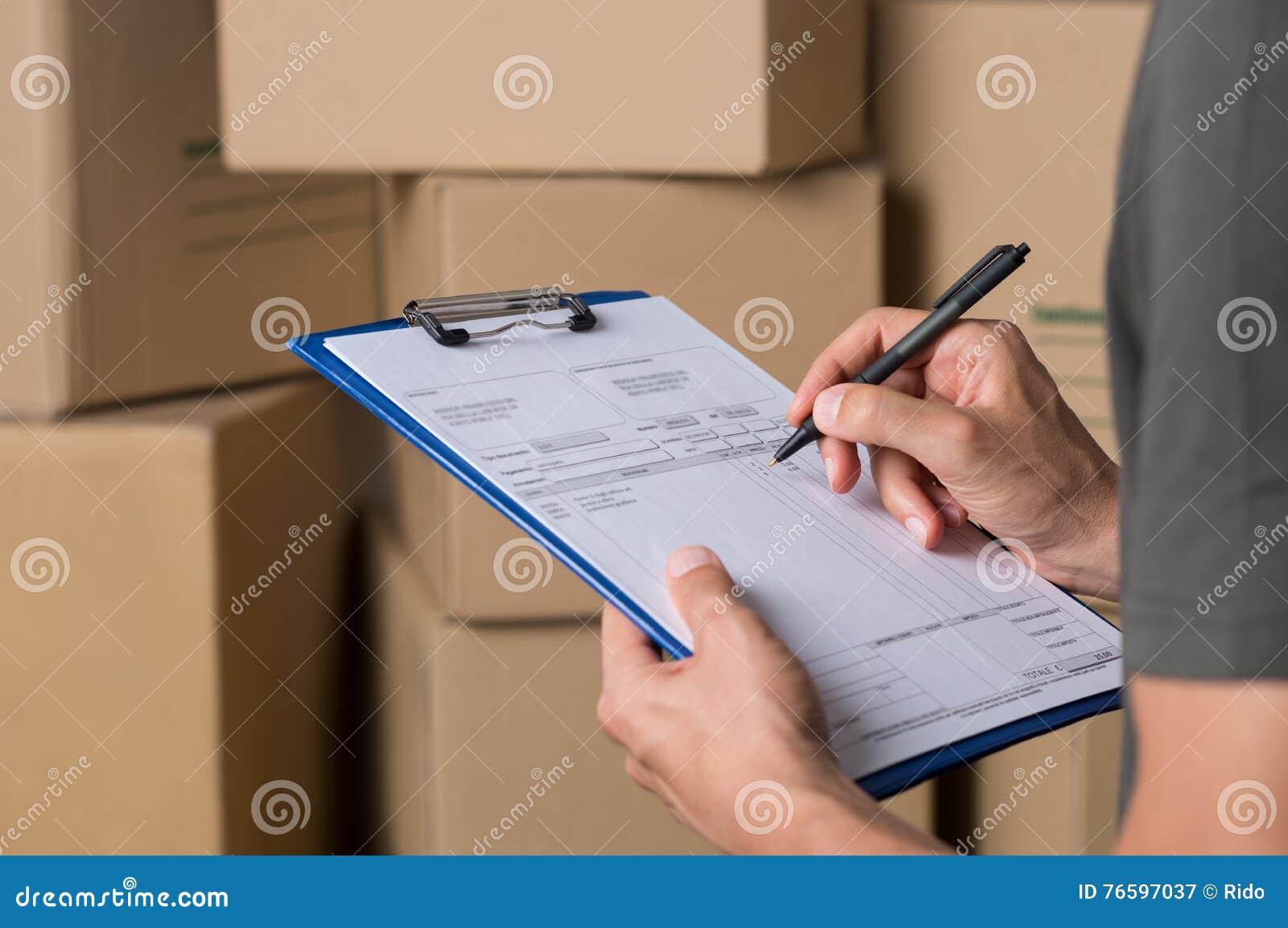 Operator in Warehouse Working Stock Image - Image of invoice, paper ...