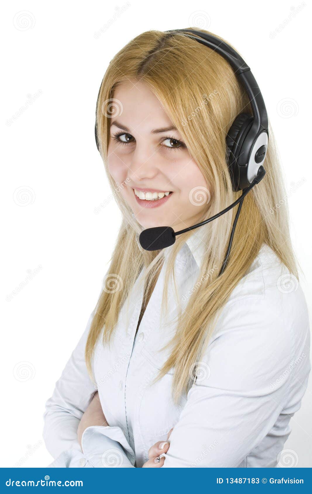 Operator woman stock image. Image of hispanic, phone - 13487183