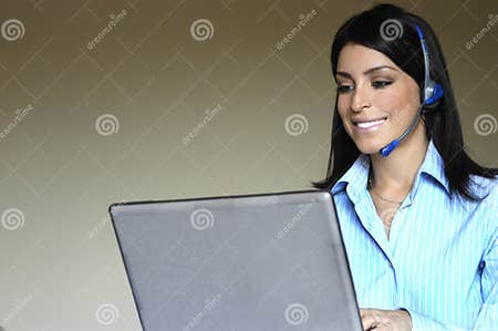 Operator woman in phone stock image. Image of cream, call - 3141933