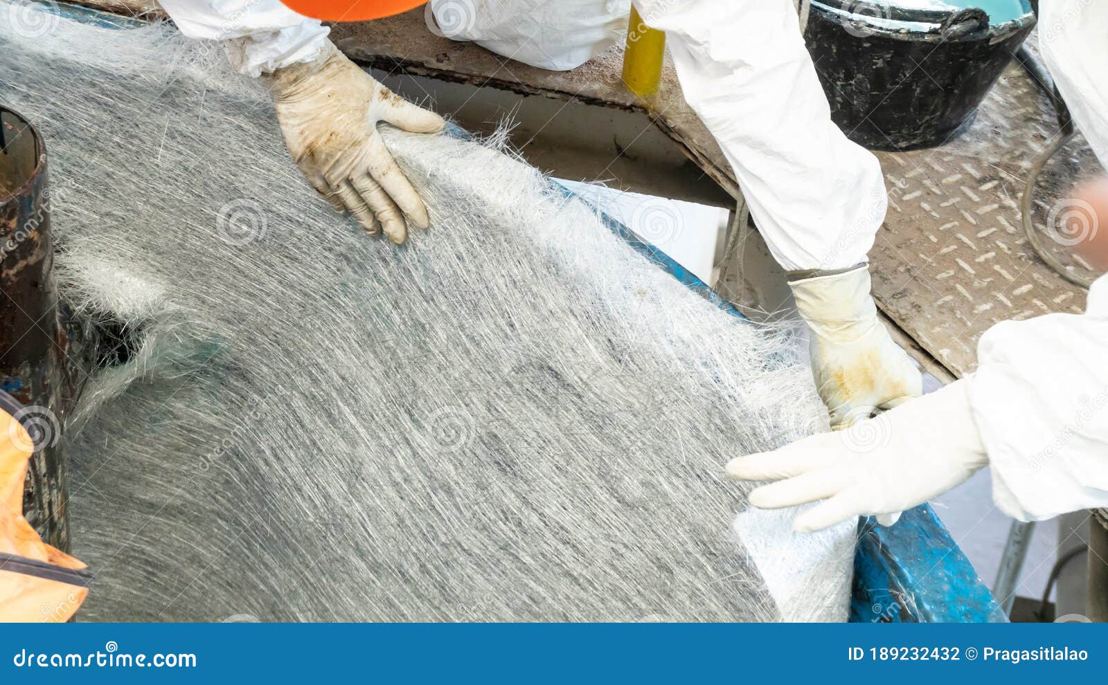 Operator Working for Fiber Glass Coating on the Tank. Stock Photo ...