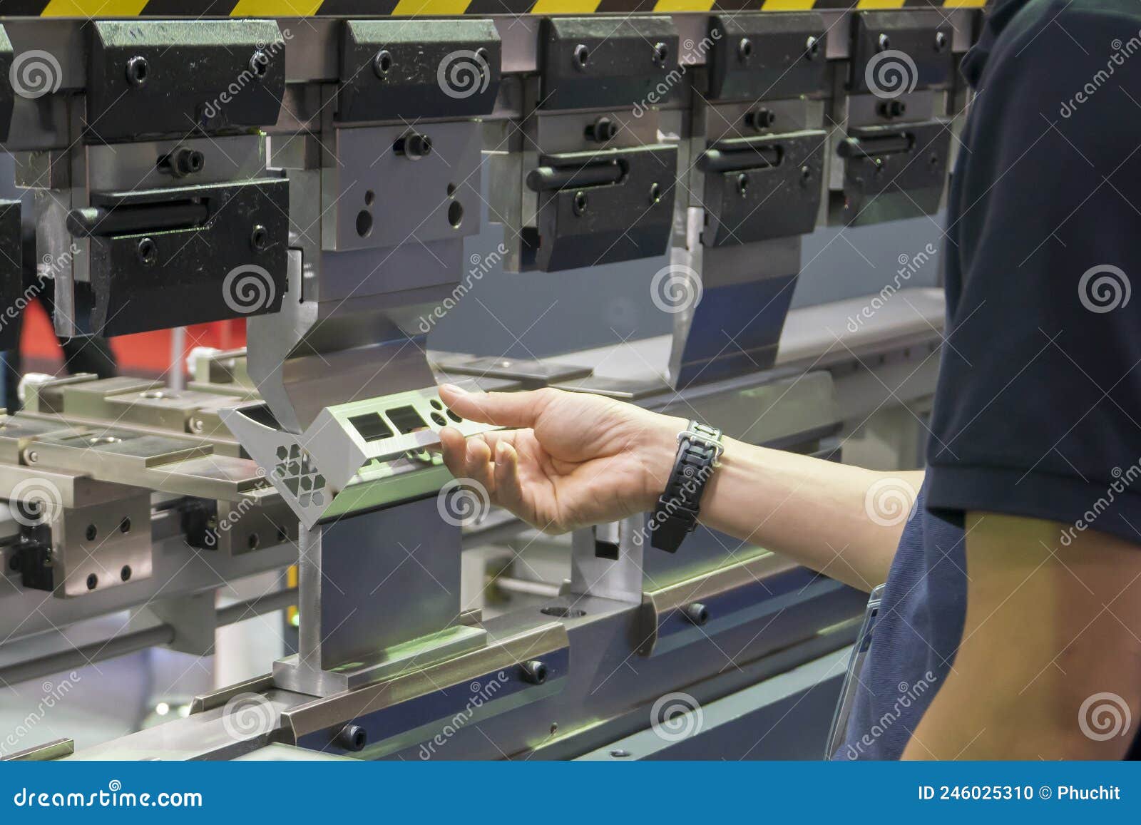 The Operator Working with Hydraulic Press Brake Bending Machine Stock ...