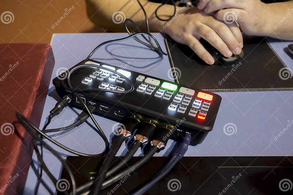 Operator Working with Live Multicamera Stream Switcher Stock Image ...