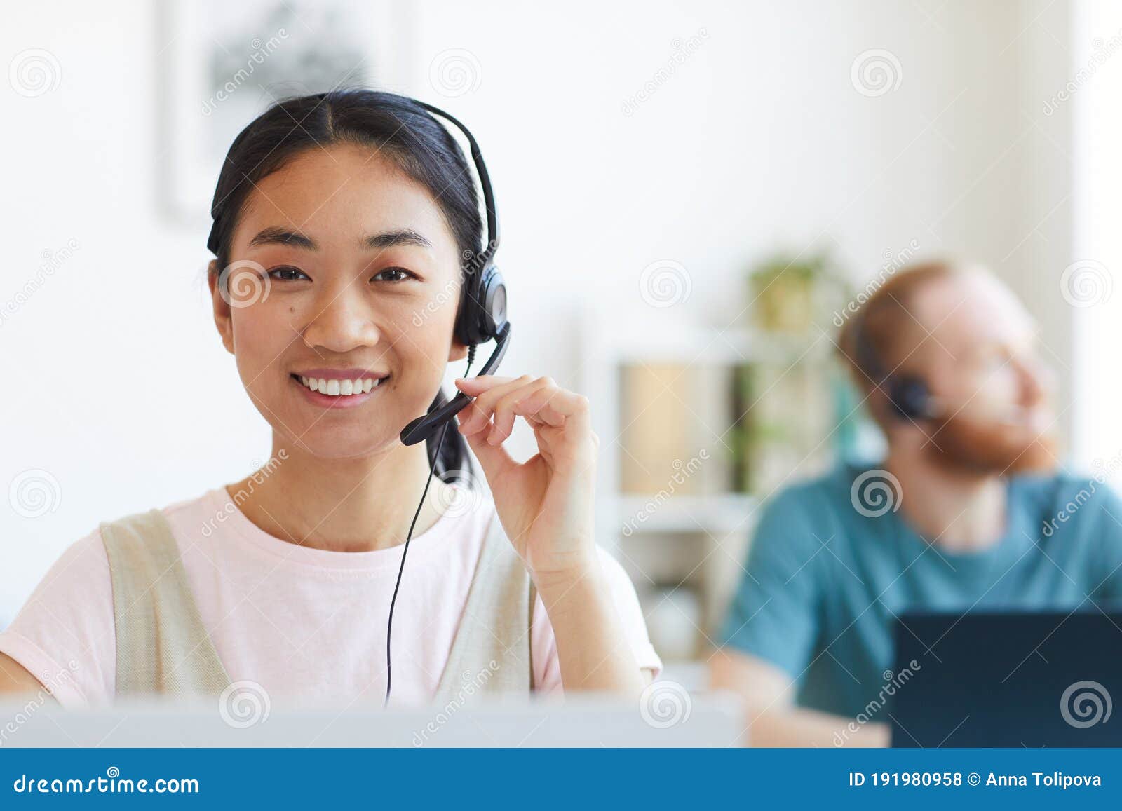 Operator at workplace stock photo. Image of businesswoman - 191980958