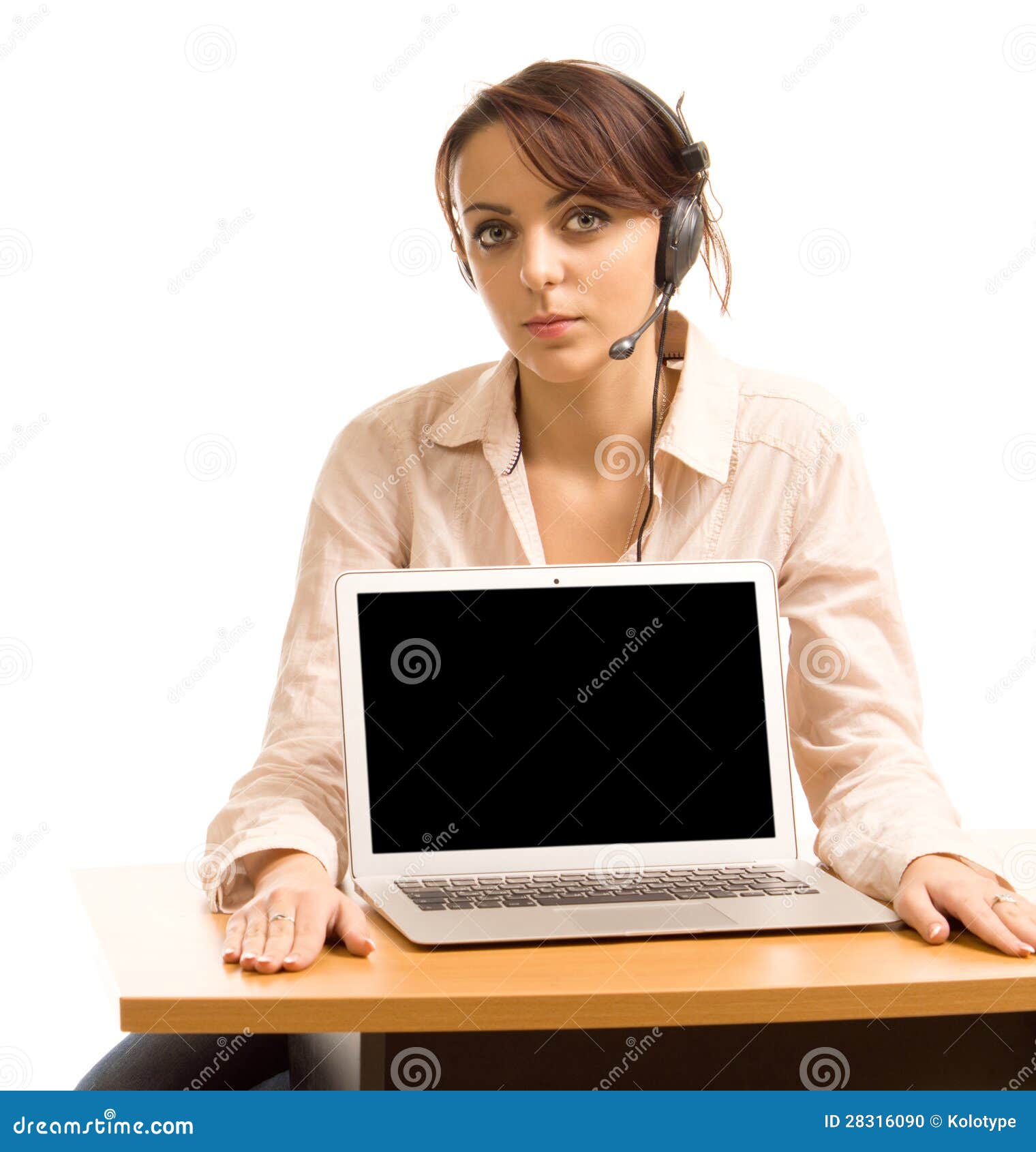 Operatore Di Centro Di Chiamata Con Lo Schermo in Bianco Fotografia ...