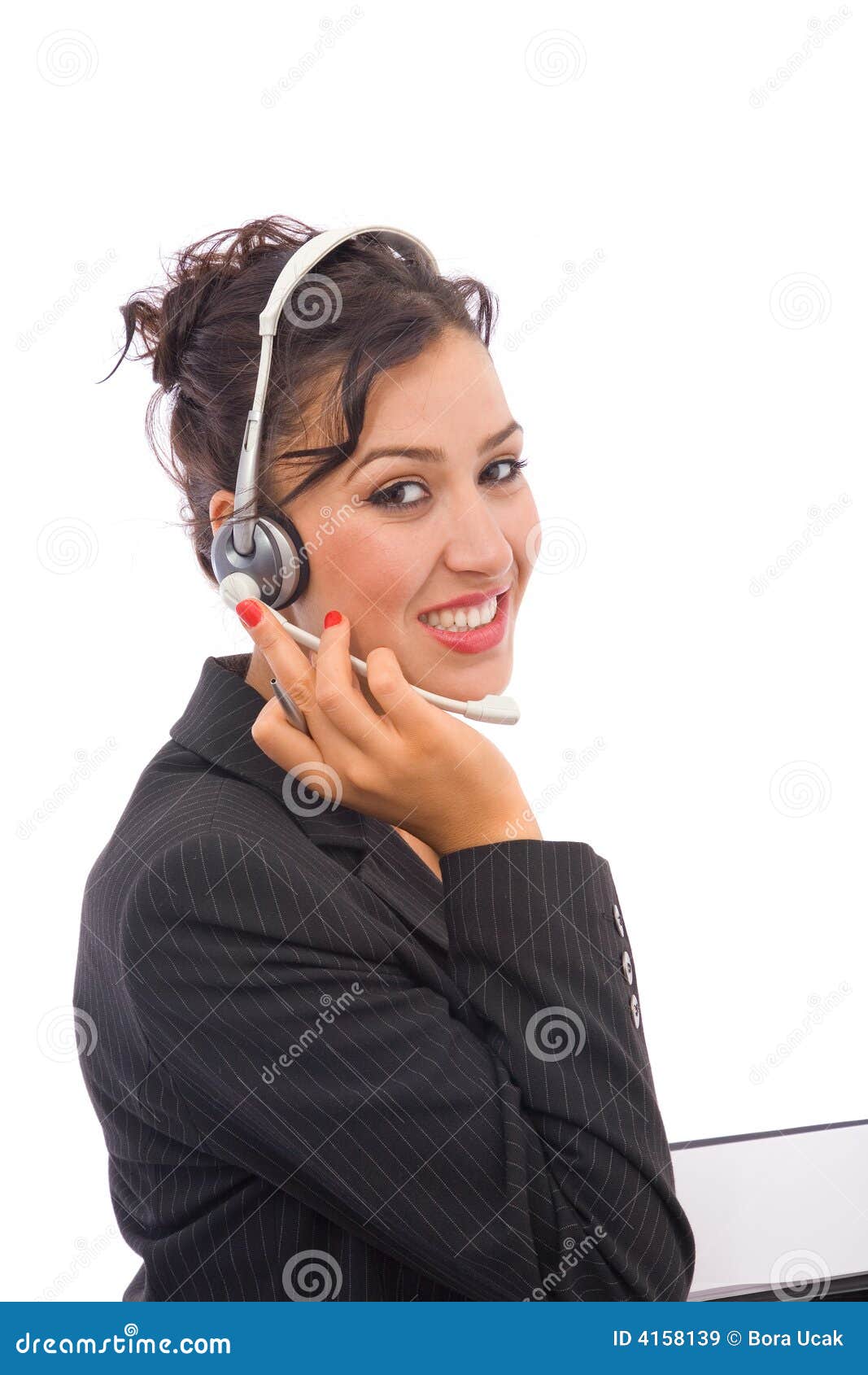 Operatore felice immagine stock. Immagine di telefono - 4158139