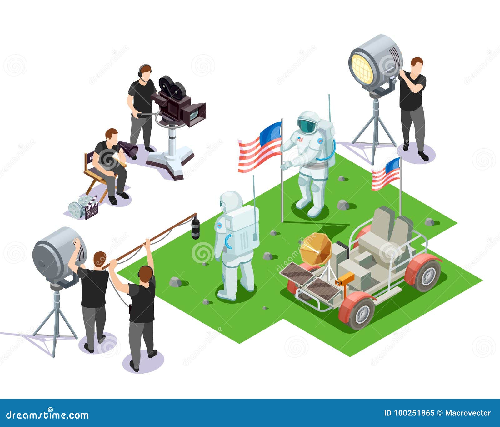 Operators Isometric Composition Stock Vector - Illustration of cinema ...